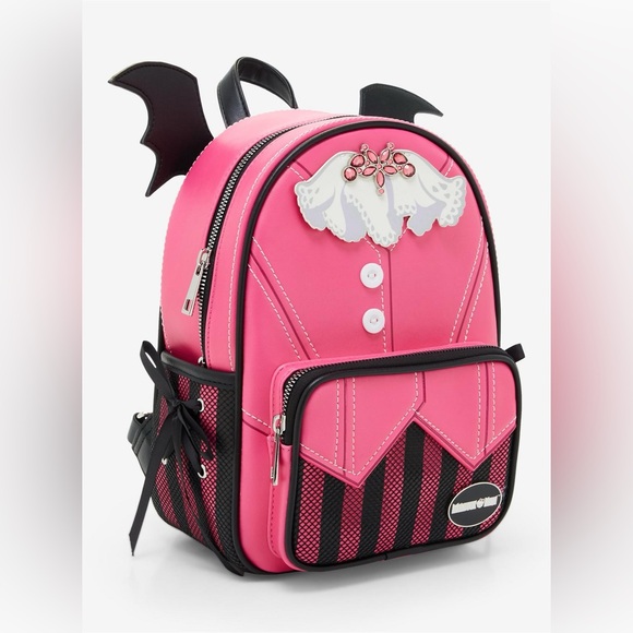monster high | Bags | Monster High Pink And Black Backpack With Bat ...